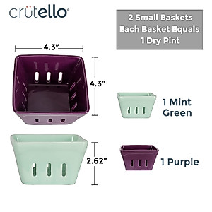 Crutello Ceramic Fruit Basket, 2 XLarge and 2 Standard Square Bowls for Fruit and Veggies, Strawberry Basket, Ceramic Collander