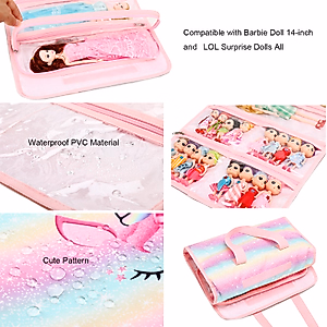 Toy Dolls Storage Bag Tote Carrying Case Compatible with LOL Surprise Toys Dolls Omg, Hanging Organizer Storage Bag with 8 Clear Window Pockets, Bag Only (04-Cat Purple)