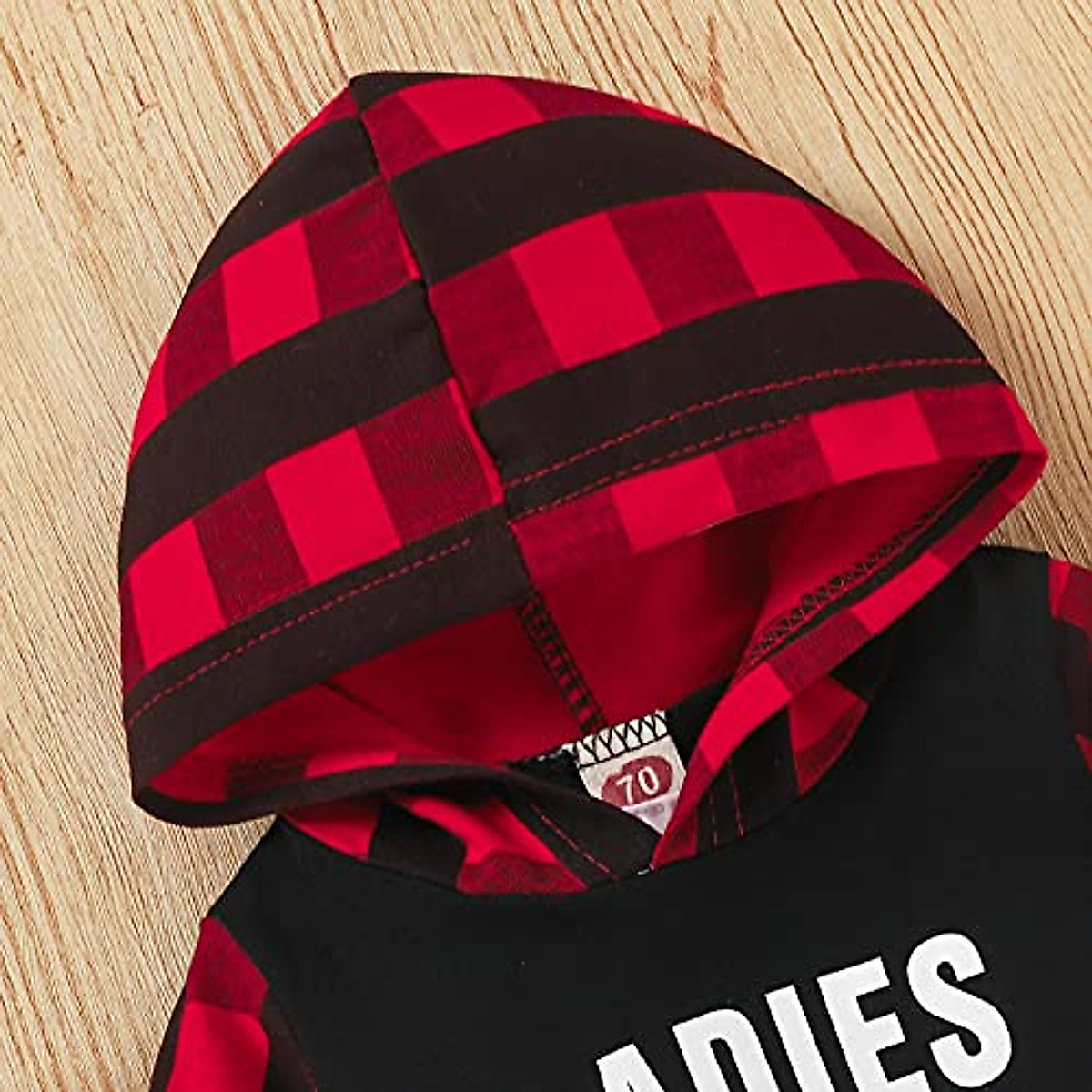 Tikoubabe Baby Boy Clothes Fall Winter Outfits Infant Long Sleeve Hoddie Romper Ladies I Have Arrived Printed 0-3 Months 70CM Red Plaid