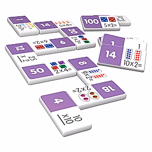 Junior Learning Multiplication Dominoes Game Set, 28 Pieces, Ages 7-9, Math Skills, Grade 2-3
