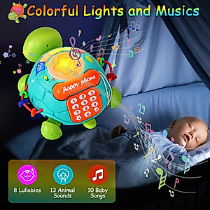 Bilingual Musical Turtle Baby Toys 6 to 12 Months, Development Toy for 6 7 8 9 Month Old Boy Girl, 8-in-1 Educational Crawling Infant Toy w/Light Music, Christmas Easter Gift for 3 4 5 6-12 18 Month