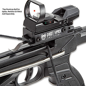 M48 Hell Hawk Self-Cocking Assault Crossbow Pistol - Lightweight Fiberglass Limbs, TPR Grip, 80-LBS Draw Weight, Picatinny Rail, Includes Bolts - Perfect for Hunters - Crossbow Pistol Length 24"