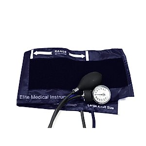 EMI Aneroid Sphygmomanometer Manual Blood Pressure Navy Large Adult Cuff (Large Adult - Navy)