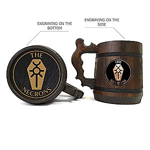 Necrons Wooden Beer Mug, 40k Engraved Beer Stein, Custom Beer Gift for Gamer, Handmade Wooden Tankard