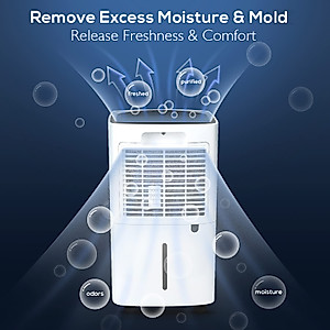 Dehumidifier for Home and Basements 25 Pints for 1500 Sq.Ft, 68oz(0.53gallon) Water Tank Capacity with Drain Hose, Intelligent Humidity Control, Childlock, Laundry Dry