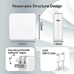 Mac Book Pro Charger - 96W USB C Charger Fast Charger for USB C Port MacBook pro & MacBook Air, ipad Pro, M1 M2 Laptop Power Adapter, 6.6ft USB C to USB C Charge Cable