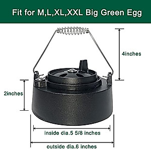 Quantfire Cast Iron Cap for Big Green Egg Dual Function Metal Top, Daisy Wheel Chimney Cap for M/L/XL/XXL Big Green Egg Accessories Replacement