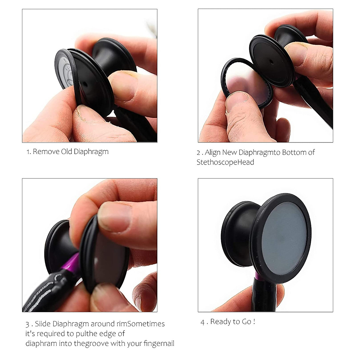 Healvian 2 Sets Accessories Ear Plugs Silicone Replacement Earplugs Ear Tips Replacement Earpiece Replacement Large Diaphragm Cover Adult Diaphragm Earbuds Skull PVC