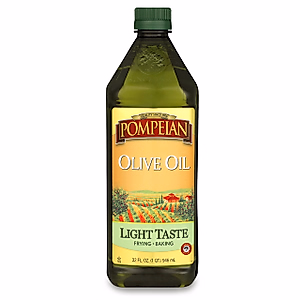 Pompeian Light Taste Olive Oil, Light, Subtle Flavor, Perfect for Frying & Baking, Naturally Gluten Free, Non-Allergenic, Non-GMO, 32 FL. OZ.