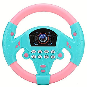 Garosa Simulated Driving Controller 21 x 3.5 x 21cm Co-Driver Simulated Steering Wheel Educational Music Toy for Children Kids 4 5 6 Years Old ( Blue)