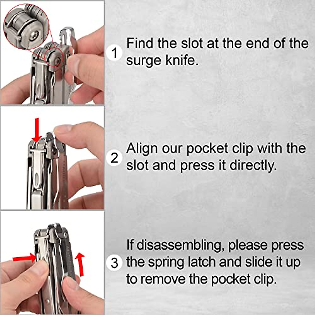 iGuerburn Pocket Clips for Leatherman Surge, Surge Pocket Clip as Leatherman Surge Accessories - (Not for Other Leatherman Models) - Silver