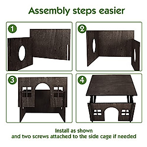 Rabbit House Wooden, Rabbit Houses and Hideouts WHEARTED, Large Rabbit Hideout Bunny House with Multiple Windows for Indoor Adult Bunnies Guinea Pigs Chinchilla Habitat - Walnut Color