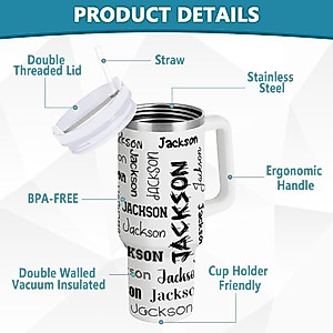 White Smoke Tumbler Handle Lid and Straw Custom Water Bottle Stainless Steel Coffee Travel Tumbler Mug Cup Gifts for Men Women 30oz