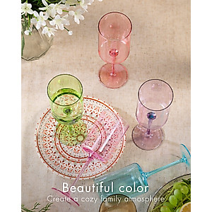 comfit Colored Wine Glass Set of 6-13 oz Made Hand Blown Crystal square wine glass, Dishwasher-Safe Crystal Red Wine Glass Gift Set for men or women Wedding, Anniversary, Christmas