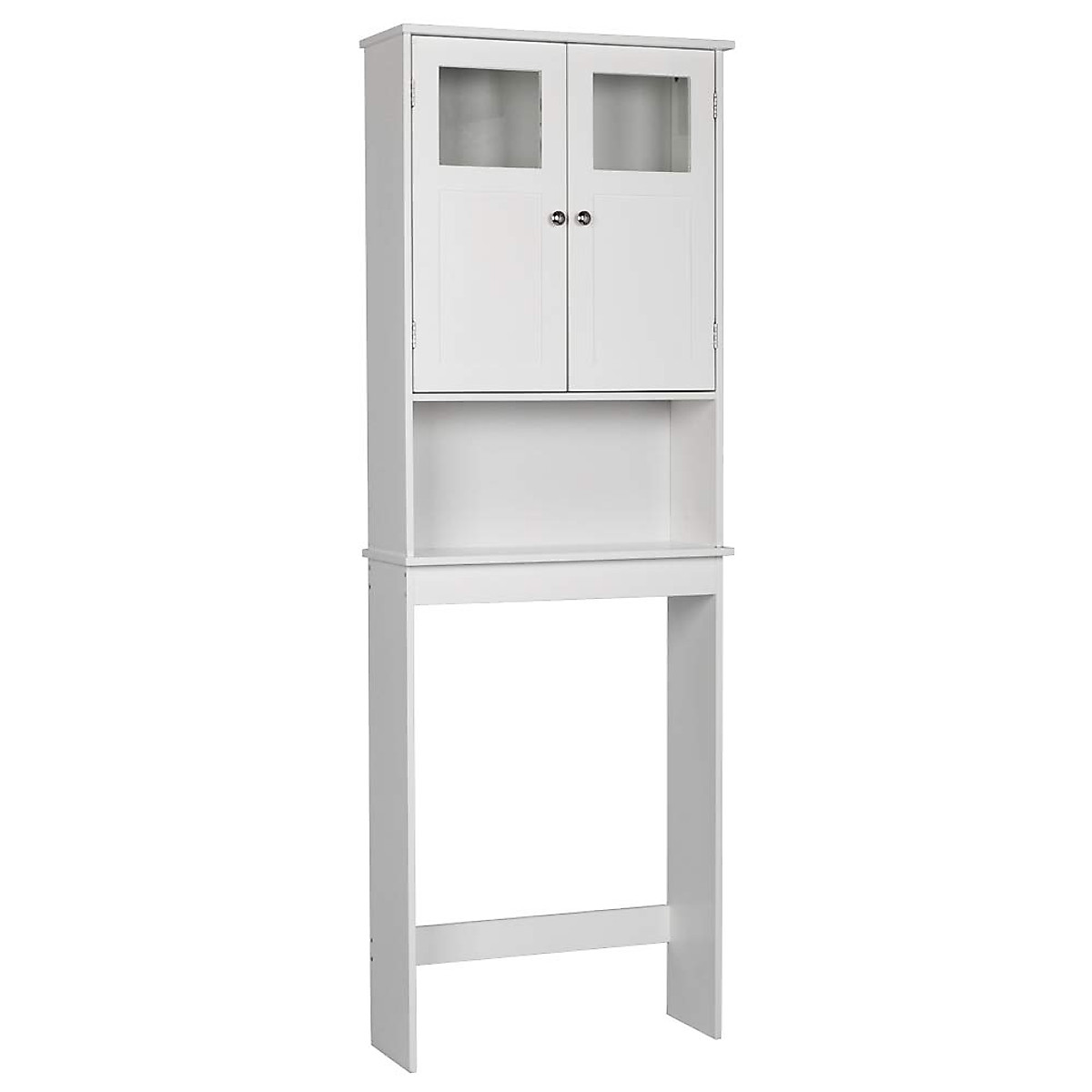 Vasitelan Bathroom Cabinet Over Toilet, Bathroom Storage Cabinet with Glass Doors and Adjustable Shelves, Over The Toilet Storage Cabinet, White