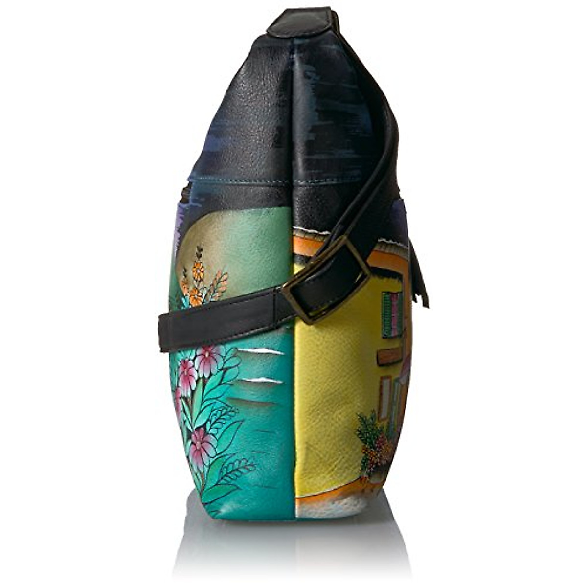 Anna by Anuschka Women's Genuine Leather Medium Shoulder Hobo | Zip-Top Organizer with Side-Zip Pockets | Moon Lit Capri