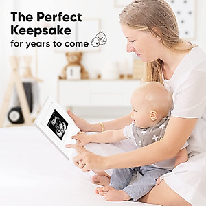 Baby Sonogram Picture Frame - Modern Ultrasound Frame for Mom to Be - Pregnancy Announcement Sonogram Photo Frames - Gender Reveal for Expecting Parents - First Time Dad Gifts (Alpine White)