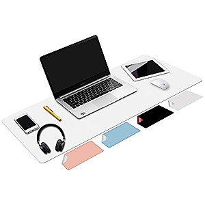 Desk Pad White, Laptop Desk Mat Waterproof Leather Desk Mat,Desk Organizers and Accessories(White, 31.5" x 15.7")