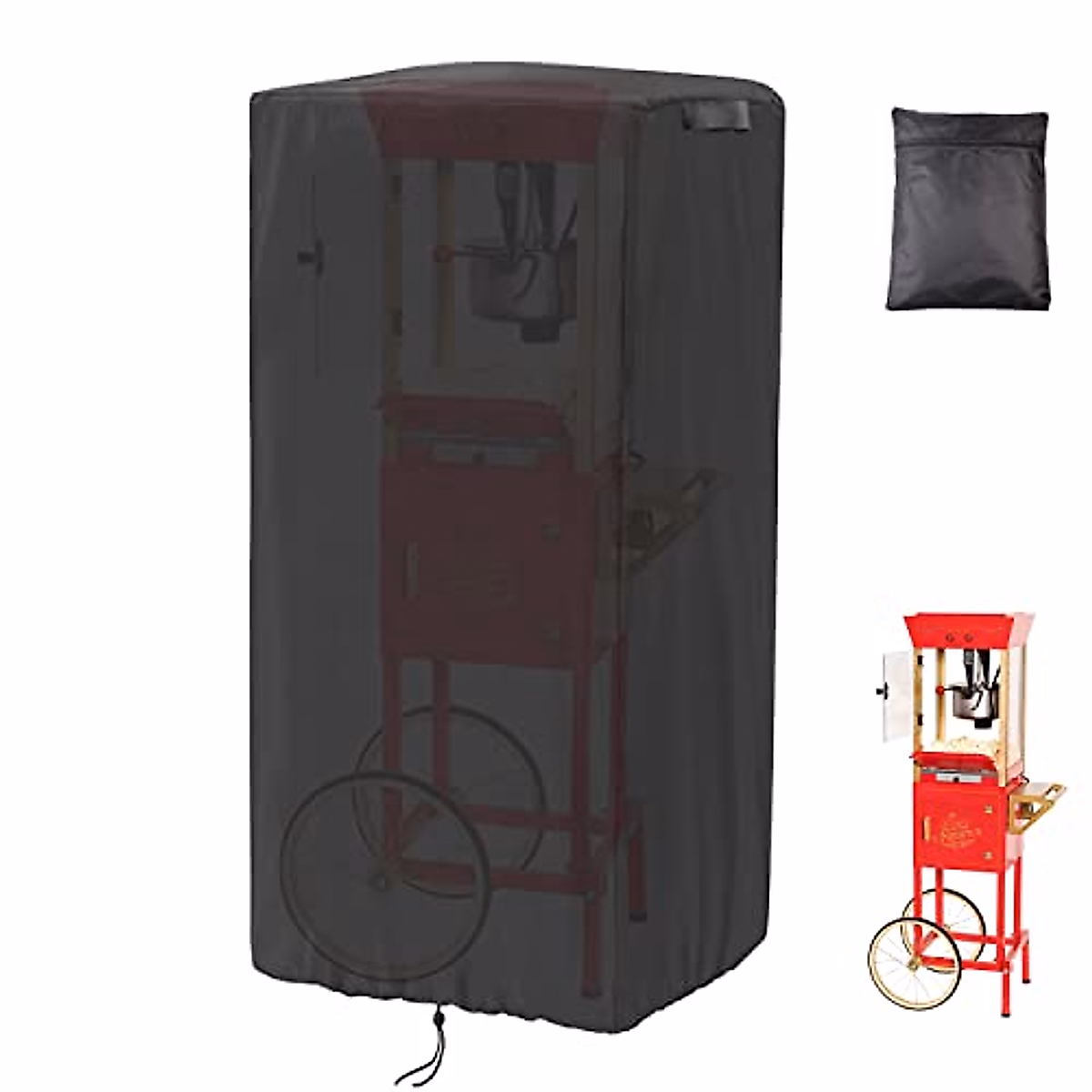 Rilime Popcorn Cart Cover - Waterproof 420D Popcorn Machine Cart Cover,Dustproof Popcorn Maker Cart Cover for Nostalgia With 2 Windproof Buckles & Adjustable Drawstring
