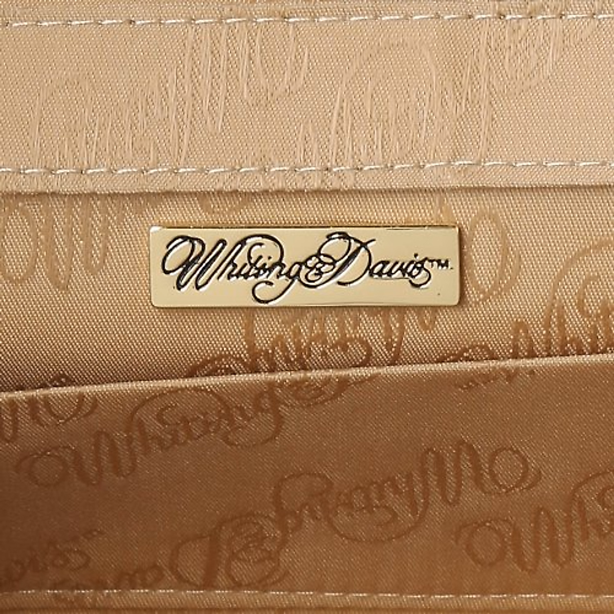 Whiting & Davis Crystal Chevron Flap Clutch,Gold,One Size