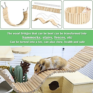 Hamster Toys House 3 Pack Guinea Pig Toys Hamsters Climbing Ladder Brige Natural Wooden Funny Play Toy Chews for Small Animals Rat Mouse Hideouts