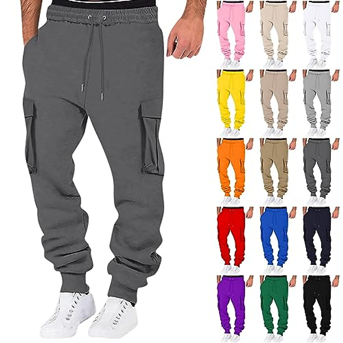 Combat Rip-Stop Camo Cargo Work Pants Trousers with Multi Pockets Men's Winter Cargo Pants Thick Fleece Joggers Loose Sport Long Trousers Male Casual Warm Sweatpants Pants ZHOUUSSALE310096270