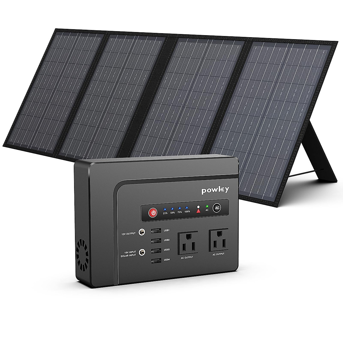 200W Solar Generator, 146Wh Portable Power Station with Pure Sine Wave AC Outlet, 39600mAh Backup Lithium Battery, 60W Solar Panel Charger for Home Emergency Outdoors Camping Travel