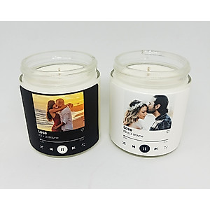 3.5oz./9oz. Custom Song Couples Candle | Personalized Photo Candle, Music Candle