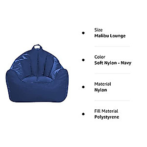 Posh Creations Structured Comfy Seat for Playrooms and Bedrooms, Large Bean Bag Chair, Malibu Lounge, Navy