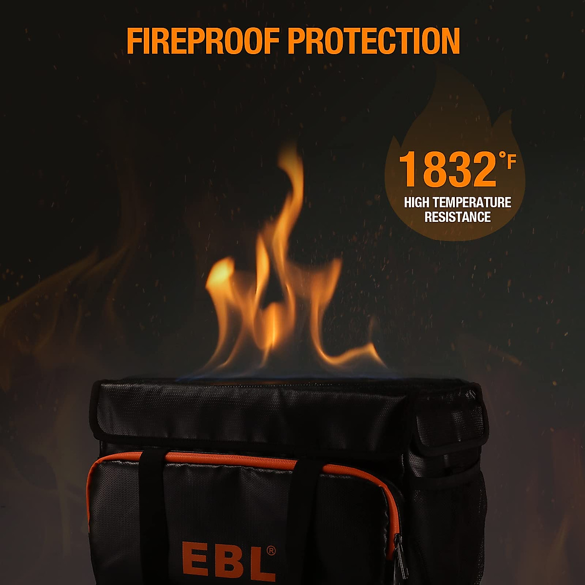 EBL Fireproof and Waterproof Document Bag Compatible with Portable Power Station 300W/500W/1000W/2000W, Home Basic Batteries AA AAA C D Battery and More