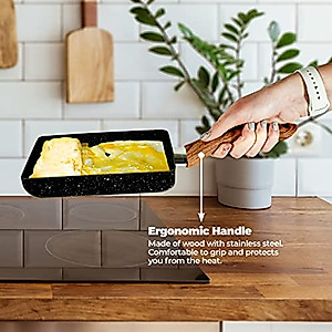 YumOmNom Tamagoyaki Pan, Japanese Cookware, Egg Pan, Rectangle Frying Pan, Kitchen Accessories, Square Pan, Omelette Maker Nonstick, Omelet Pan, Cooking Tools, 7" x 5" Black (5)