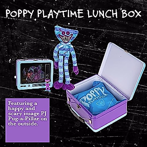 UCC DISTRIBUTING Poppy Playtime Huggy Wuggy & Friends PJ Pug-a-Piller Exclusive Lenticular Lunch Box Collectors Bundle - Includes 4 Exclusive Items –Plush, Figure, Mini Poster and Tin Lunch Box