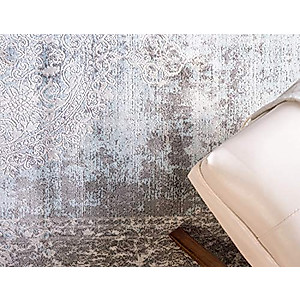 Unique Loom Traditional Classic Intricate Design with Distressed Vintage Detail, Area Rug, 10 ft x 13 ft, Light Blue/Ivory