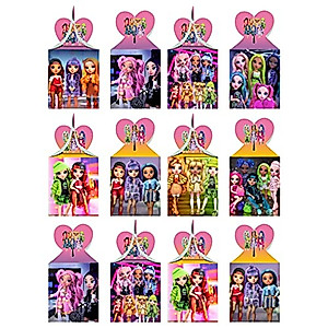 12pcs Rainbow High Dolls Party Gift Boxes Goodie Boxes for Cartoon Theme Birthday Party Supplies, Decorations Boxes Candy Boxes