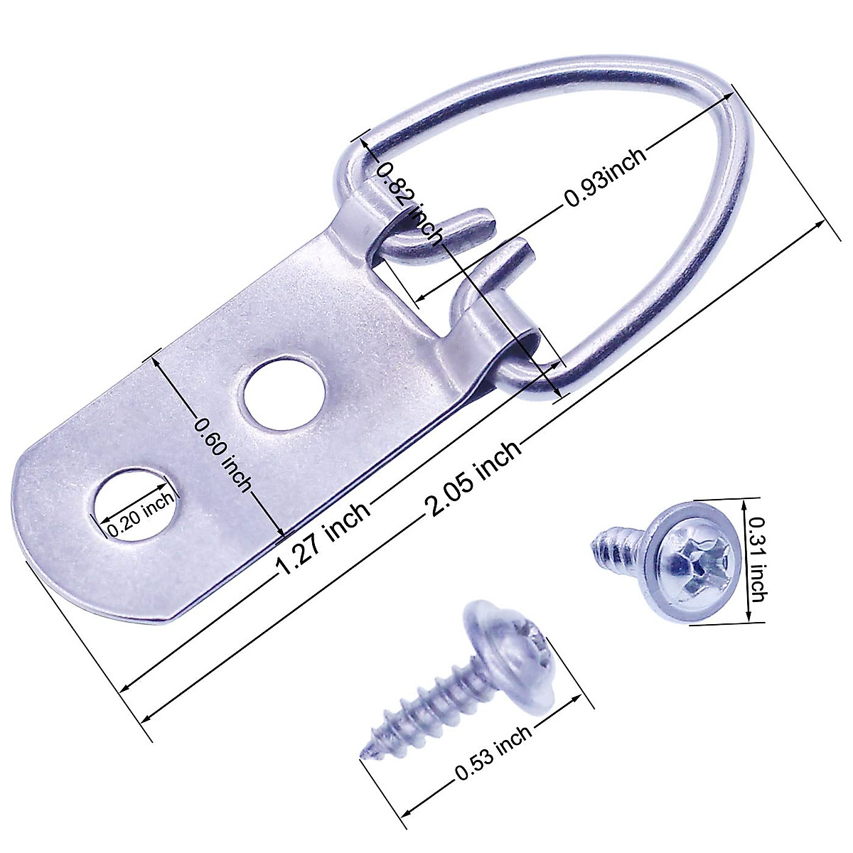 Heavy Duty D-Ring Picture Hangers with Screws, 30 Pcs Large Wide D Ring Picture Hanging Hardware, 2 Holes Picture Hooks for Mirror, Clock, Decoration, Paintings, Artwork Picture Frame