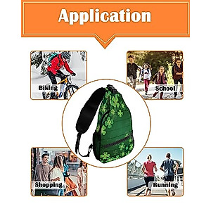 Sling Backpack, Saint Patrick'S Day Clover Green Leaf Waterproof Lightweight Small Sling Bag, Travel Chest Bag Crossbody Shoulder Bag Hiking Daypack for Women Men
