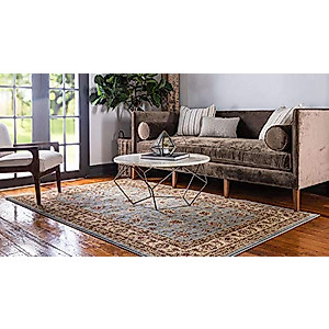 Unique Loom Voyage Collection Traditional Oriental Classic Intricate Design Area Rug (4' 0 x 6' 0 Rectangular, Light Blue/Gold)