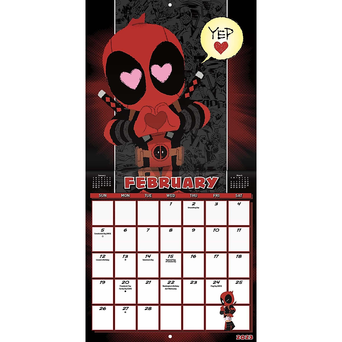 2023 Marvel Deadpool Wall Calendar
