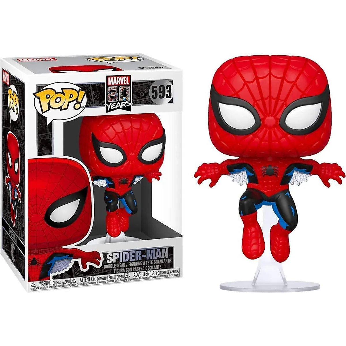Spider-man POP Marvel: 80th - First Appearance Funko Pop! Vinyl Figure (Bundled with Compatible Pop Box Protector Case), Multicolored, 3.75 inches