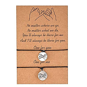 NA Pinky Promise Bracelets Distance Matching Friendship Bracelets Gift for Friend Mother Couple Family Women Teen Girls (Q-promise)