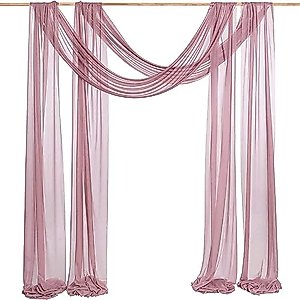 2 Panels Wedding Arch Drapes 2x18ft, Wrinkle Free Sheer Backdrop Curtain, Soft Sheer Voile Scarf Draping Panels Easy to Clean, for Wedding Archway Ceremony Valance Decoration