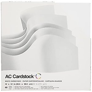 12 x 12-inch White AC Cardstock Pack by American Crafts | Includes 60 sheets of heavy weight, textured white cardstock