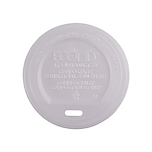 Eco-Products Compostable Coffee Cup Lids, Case of 800, White EcoLid, Fits 8oz Hot Cups, Made from PLA Plastic, A Renewable Material Made from Plants, ASTM, BPI-Certified