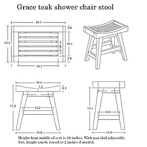 Grace Teak Shower Bench or Kitchen Bench Patio Chair Height Bench by BayviewPatio