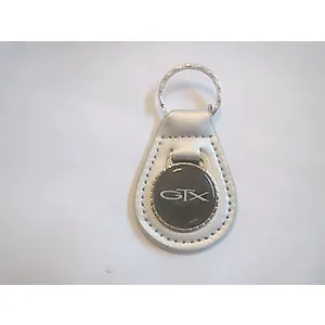 1967-1974 GTX LOGO LEATHER KEYCHAIN - SILVER