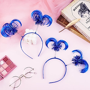 RUODON 3 Pack Ponytail Headband Feather Party Head Bopper Headband Feather Headwear Accessory, One Size, Blue