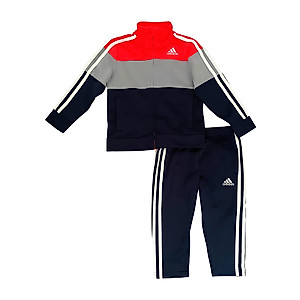 adidas Boys' Tricot Jacket & Pant Clothing Set (5, Bright Orange Red)