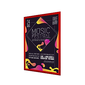 BNV Aluminum Front Load Snap Poster/Picture Frame, Red, 16x20 Inches, 1'' Profile, Wall Mounting, Portrait and Landscape Mode, Easy Installation, Anti-Glare, PVC Cover, Lightweight