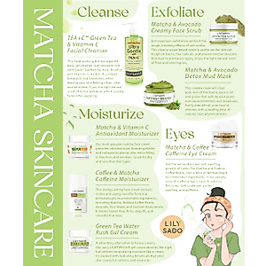 LILY SADO Green Tea Matcha & Avocado Face Mask - Organic Natural Vegan Facial Mask - Anti-Aging Antioxidant Defense Against Acne, Blackheads & Wrinkles for a Soft Glowing Complexion – 4 oz