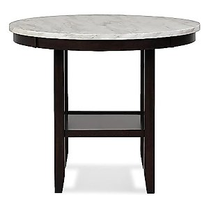 New Classic Furniture Celeste 5-Piece Faux Marble Round Counter Set with 1 Table and 4 Chairs, 42-Inch, Black